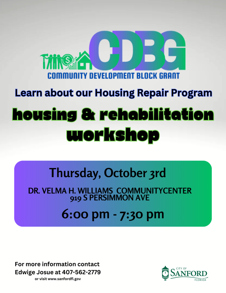 FY 2024-2025 CDBG Housing & Rehabilitation Workshop - Sanford Main