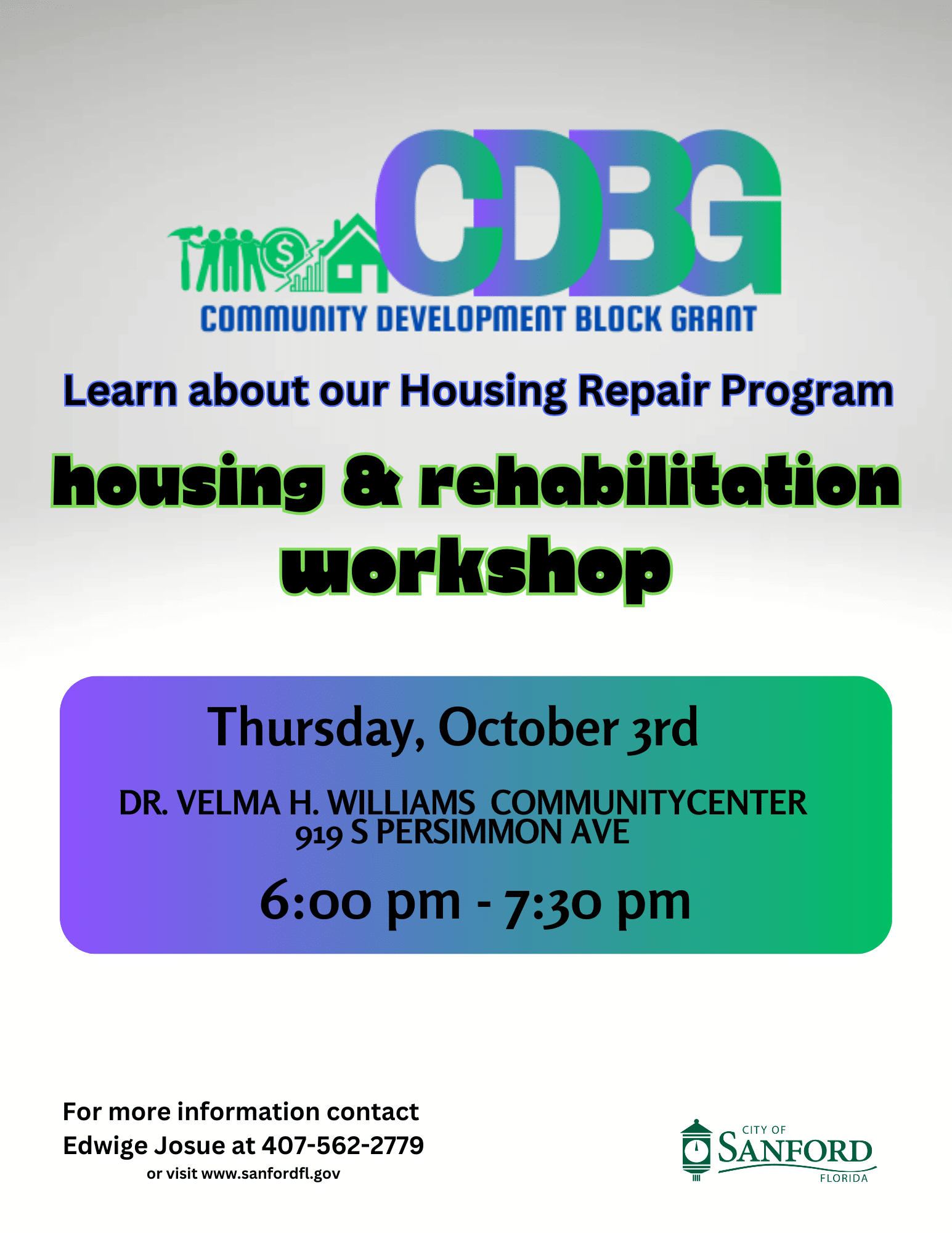 FY 2024-2025 CDBG Housing & Rehabilitation Workshop - Sanford Main